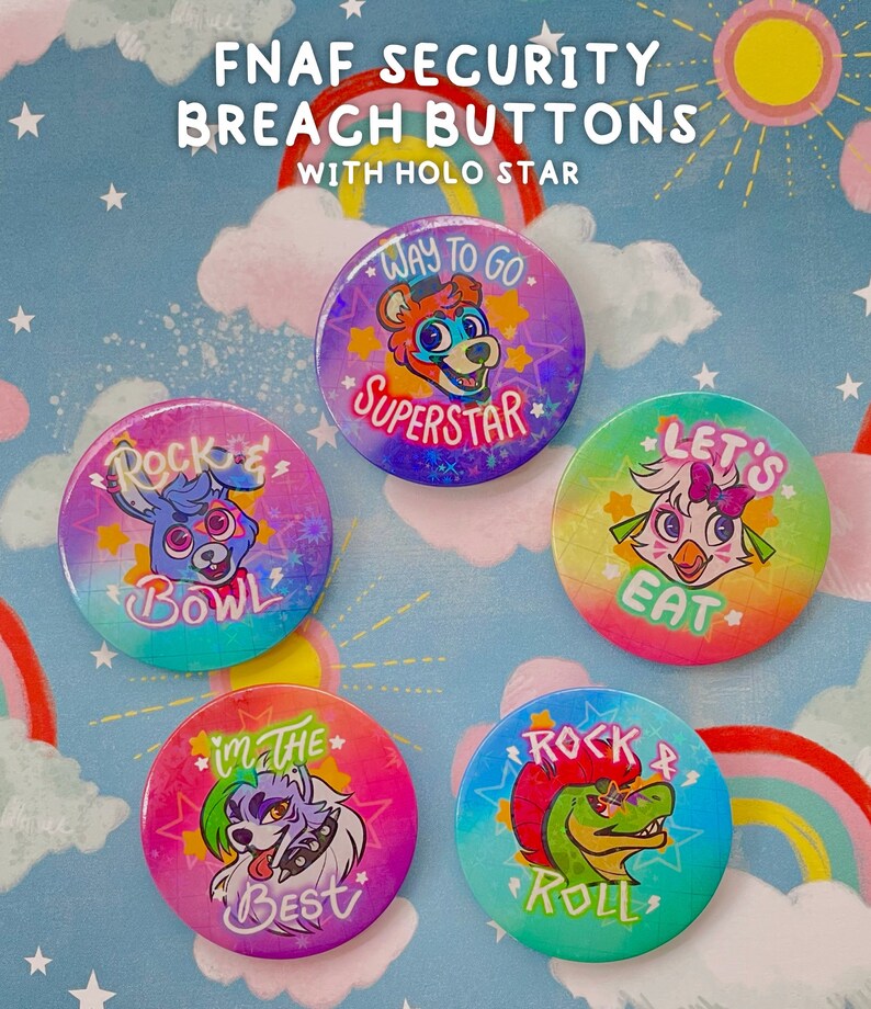 Five Nights at Freddy’s Security Breach Button Pin Badges - Etsy