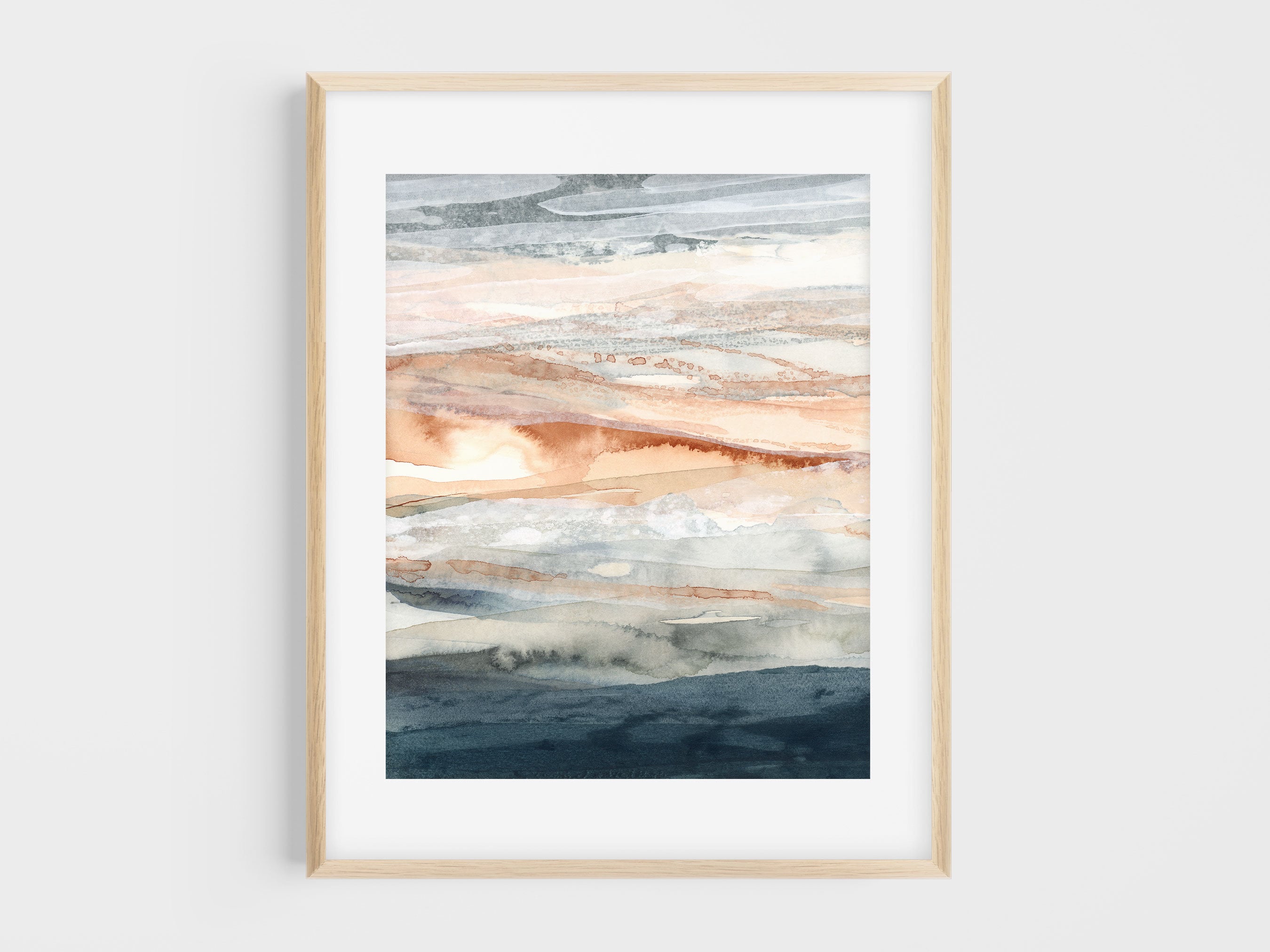 Abstract Art Print Blue and Terracotta Wall Art Minimalist - Etsy