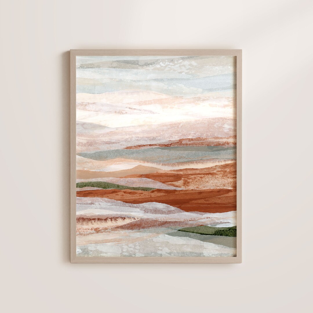 Desert Print, Abstract Landscape Art Print, Boho Artwork, Terracotta ...