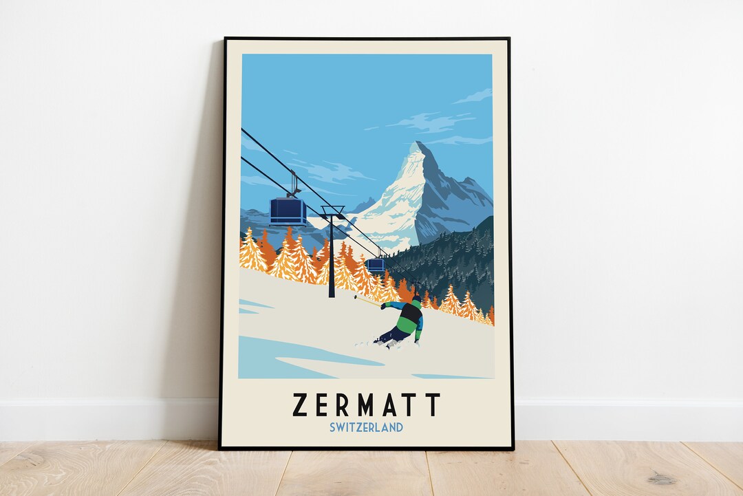 Zermatt Print | Poster | Skiing | Wall Art - Etsy