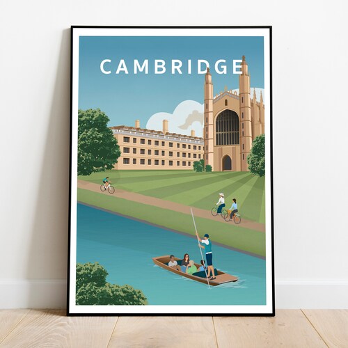 Cambridge Travel Poster Retro Travel Poster Cambridge - Etsy
