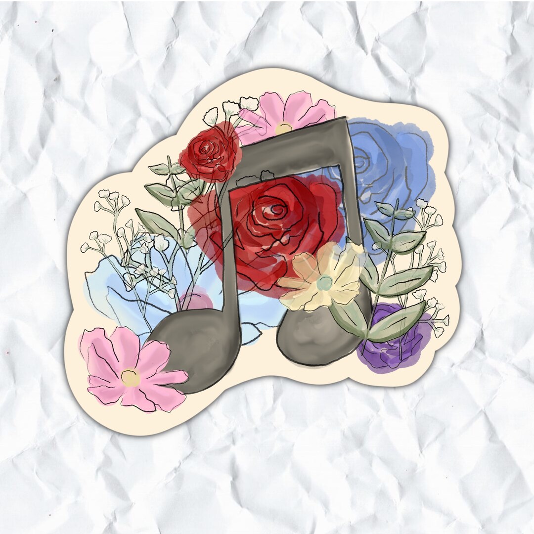 Music Flower Sticker, Music Notes, Water Color Art, Musician Gift ...