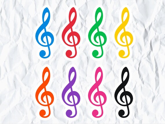 Treble Clef Stickers Rainbow Water Proof Red Orange - Etsy