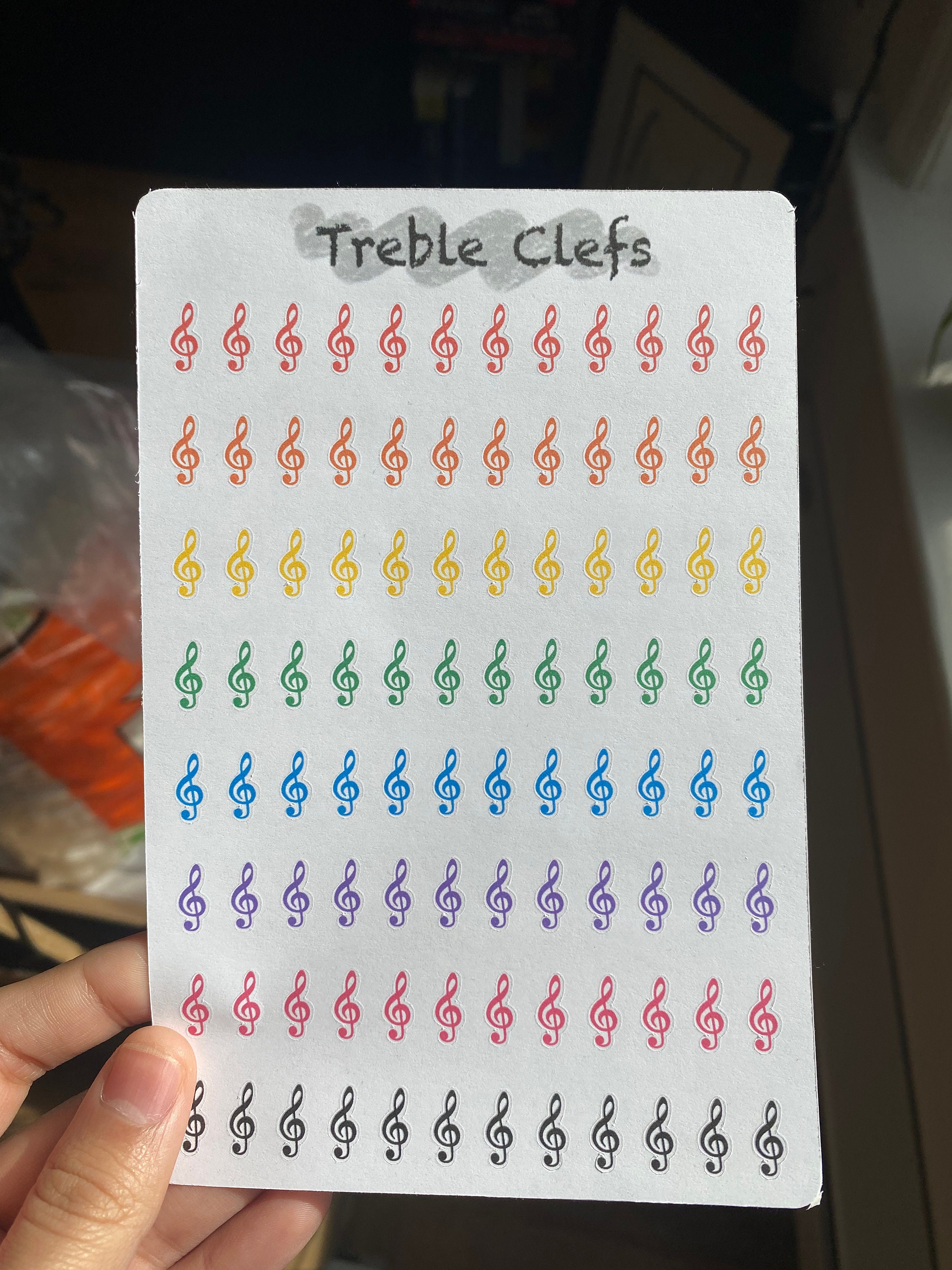 Rainbow Treble Clef Sticker Sheet Sticker Pack Music - Etsy