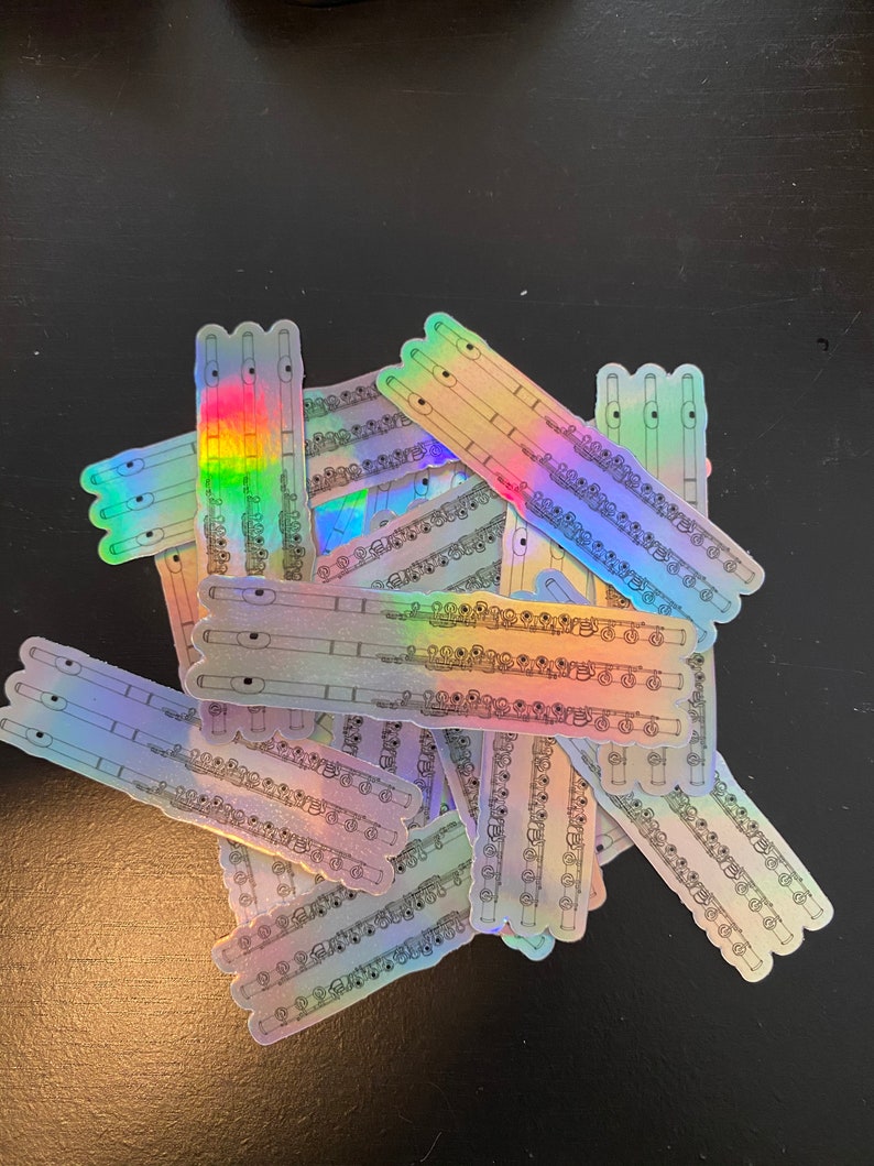 Holographic Flute Sticker, Holo Decal, Piccolo, Instrument, Woodwind ...