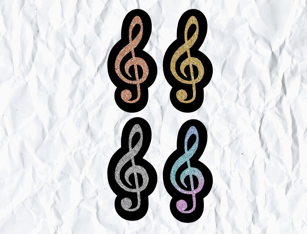 Glitter Treble Clef Sticker, Gold, Silver, Rose Gold, Unicorn, Glitter ...