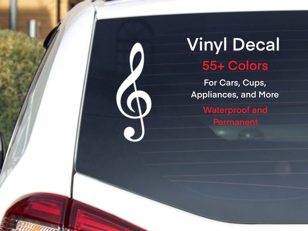 Treble Clef Vinyl Decal, Music Car Decal, Music Bumper Sticker, Music ...