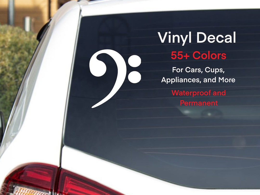 Bass Clef Vinyl Decal, Music Car Decal, Music Bumper Sticker, Music ...