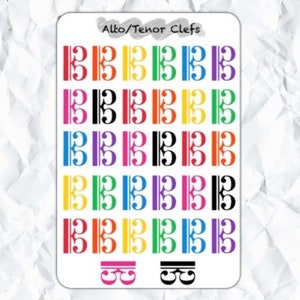 Rainbow Tenor Clef and Alto Clef Sticker Sheet, Sticker Pack, Music ...
