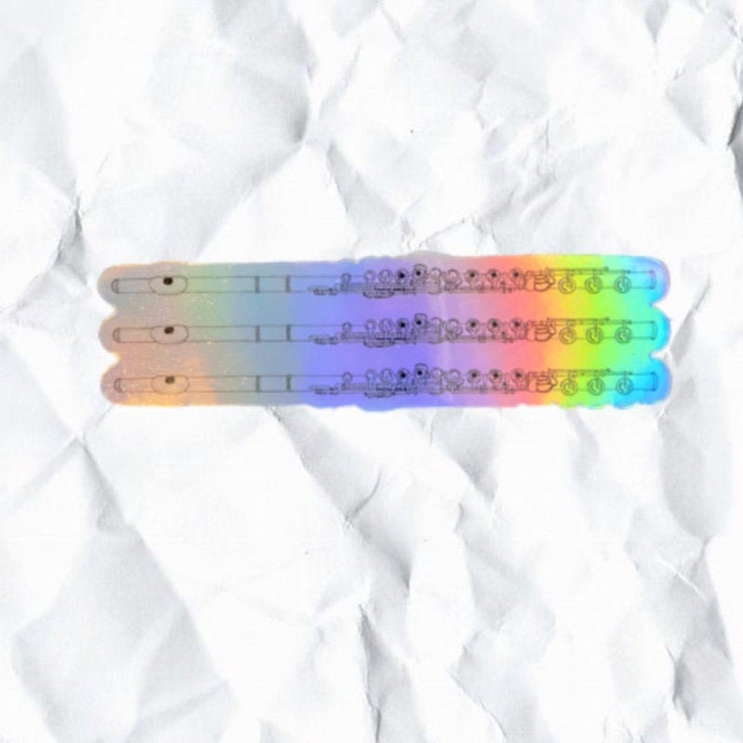 Holographic Flute Sticker, Holo Decal, Piccolo, Instrument, Woodwind ...
