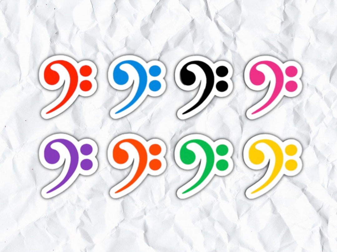 Colorful Bass Clef Stickers, Sheet Music Music Staff, Rainbow, Pink ...