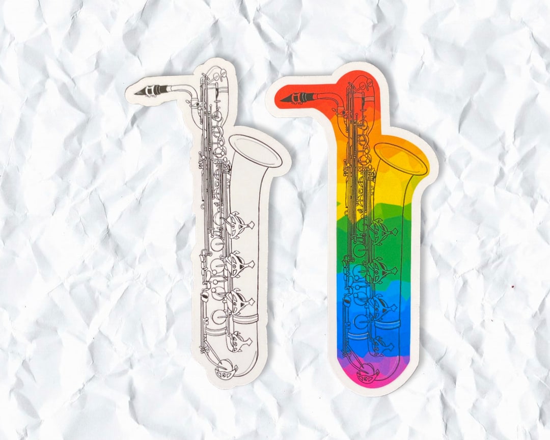 Baritone Saxophone Stickers, Magnets, Black and White, Rainbow, Water ...