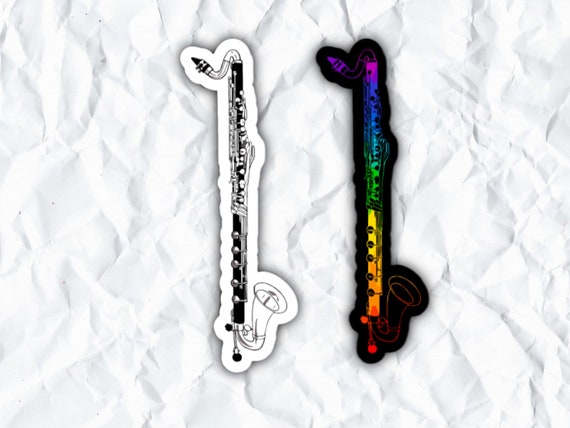 Bass Clarinet Stickers Magnets Black and White Rainbow - Etsy