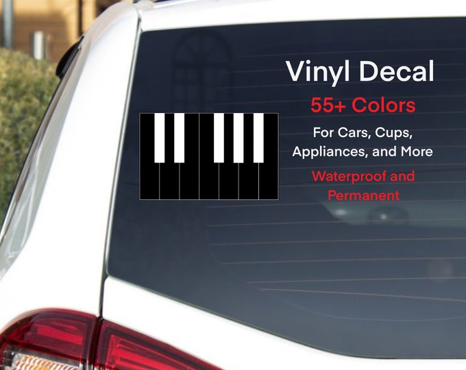 Piano, Piano Keys, Notes, Music, Keyboard Decal, Car Decal, Laptop ...