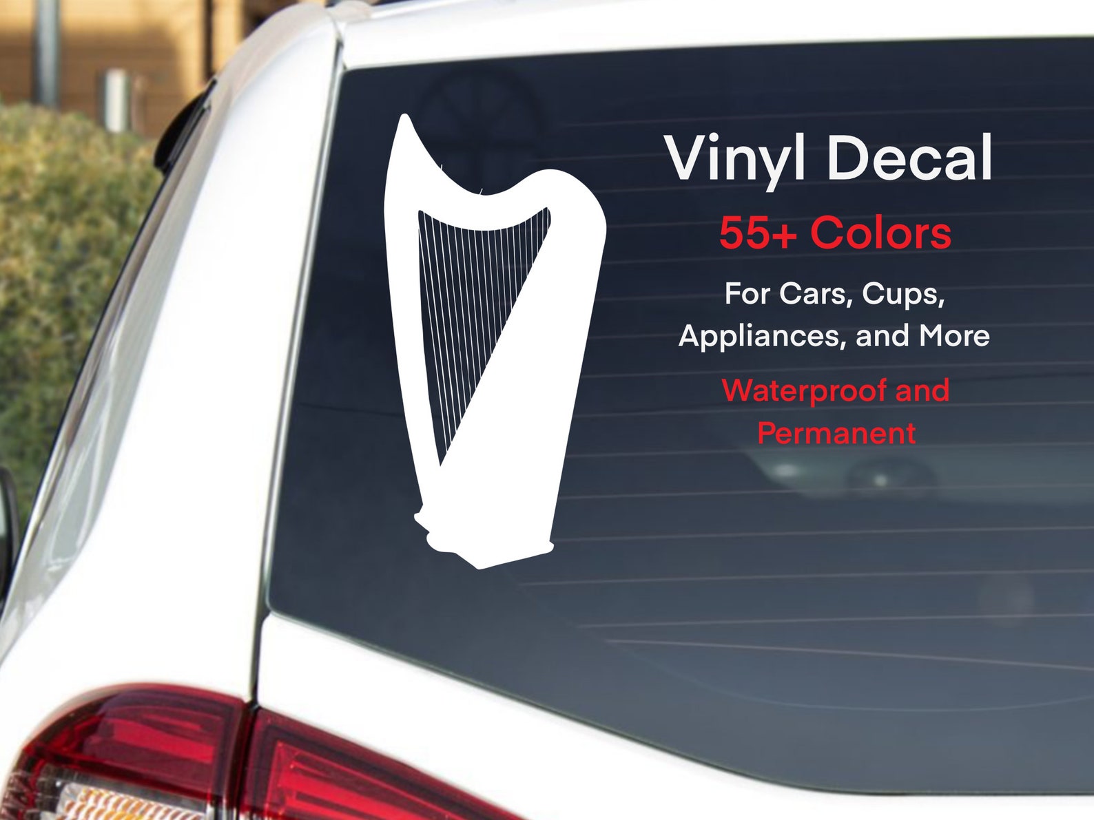 Harp Vinyl Decal, Harp Sticker, Car Decal, Orchestra Decal, Gift for ...