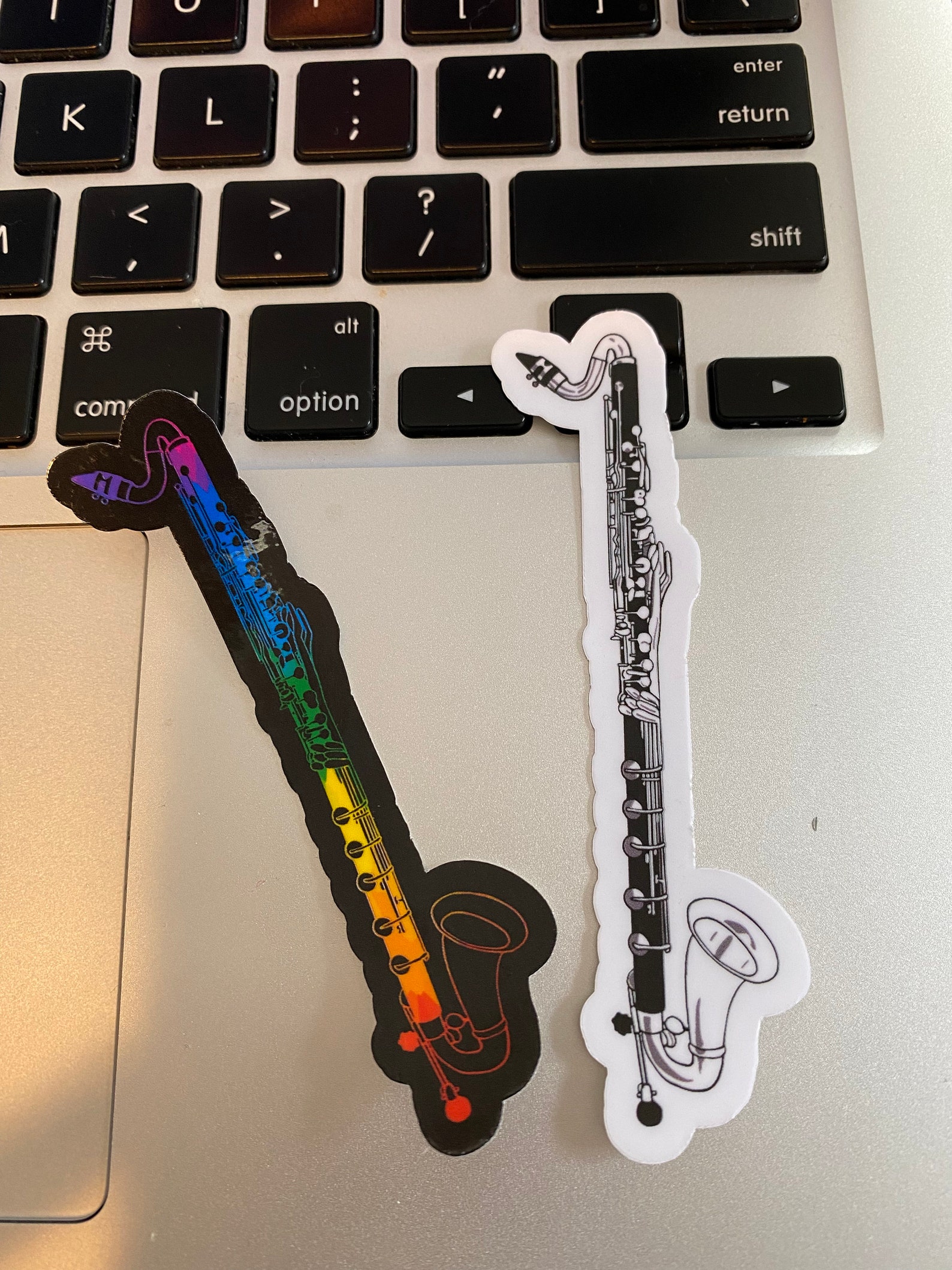 Bass Clarinet Stickers, Magnets, Black and White, Rainbow, Water Proof ...