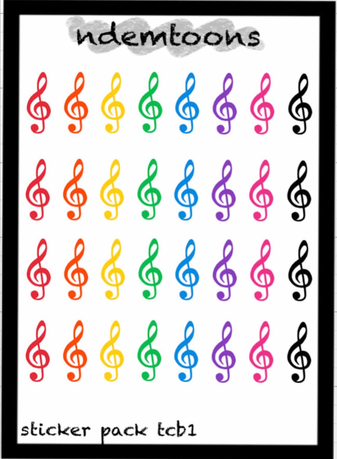 Rainbow Treble Clef Sticker Sheet Sticker Pack Music | Etsy