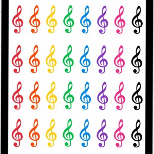 Rainbow Treble Clef Sticker Sheet Sticker Pack Music | Etsy