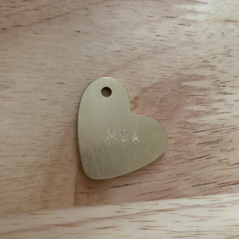 Premium Thick Heart Shaped Dog Tag - Hand Stamped Brass Metal - Etsy ...