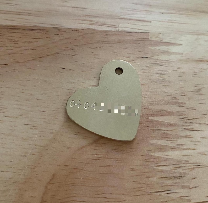 Premium Thick Heart Shaped Dog Tag - Hand Stamped Brass Metal - Etsy ...