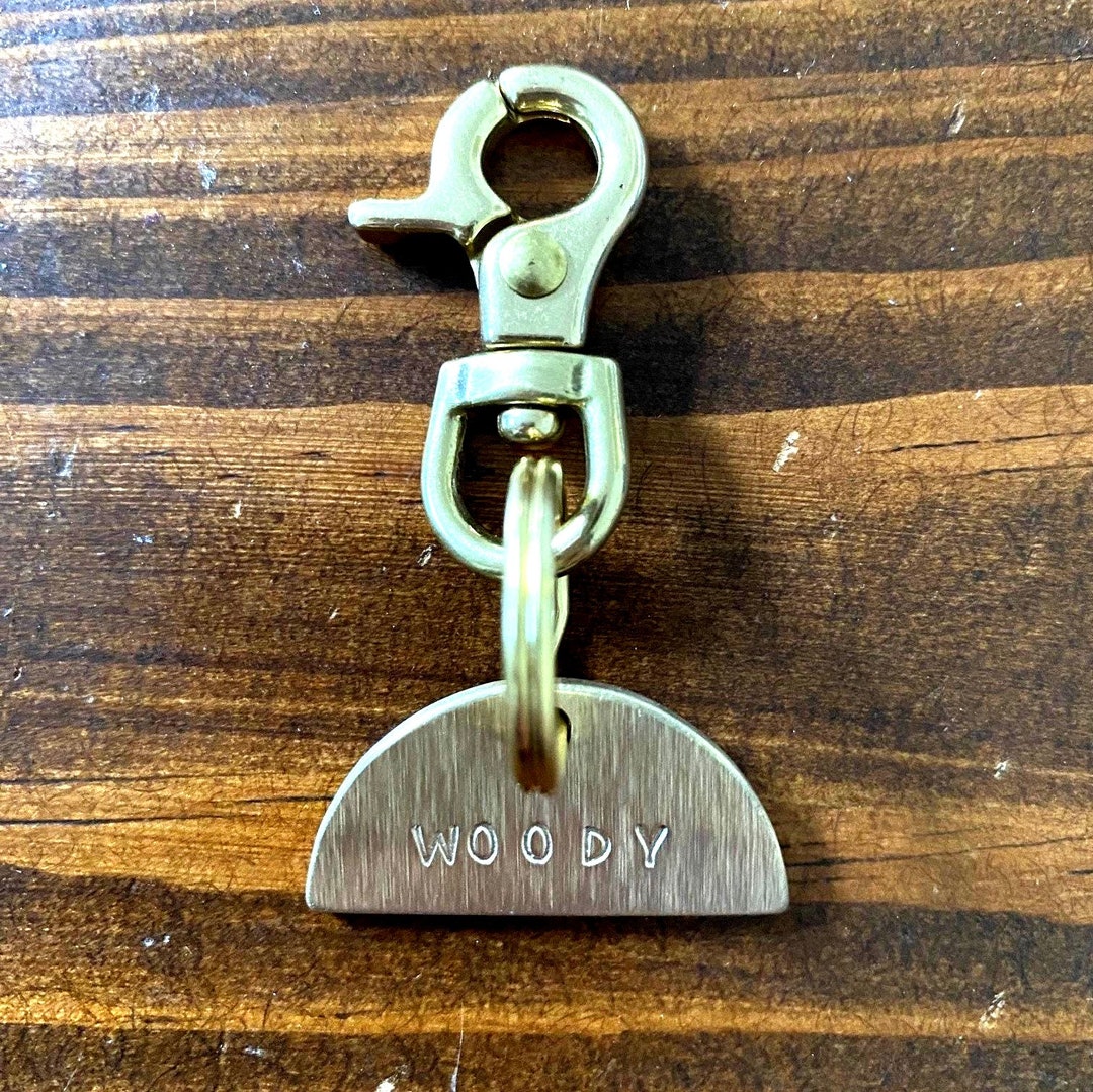 Premium Thick Dog Tag With Clip - Hand Stamped Brass Metal - Etsy