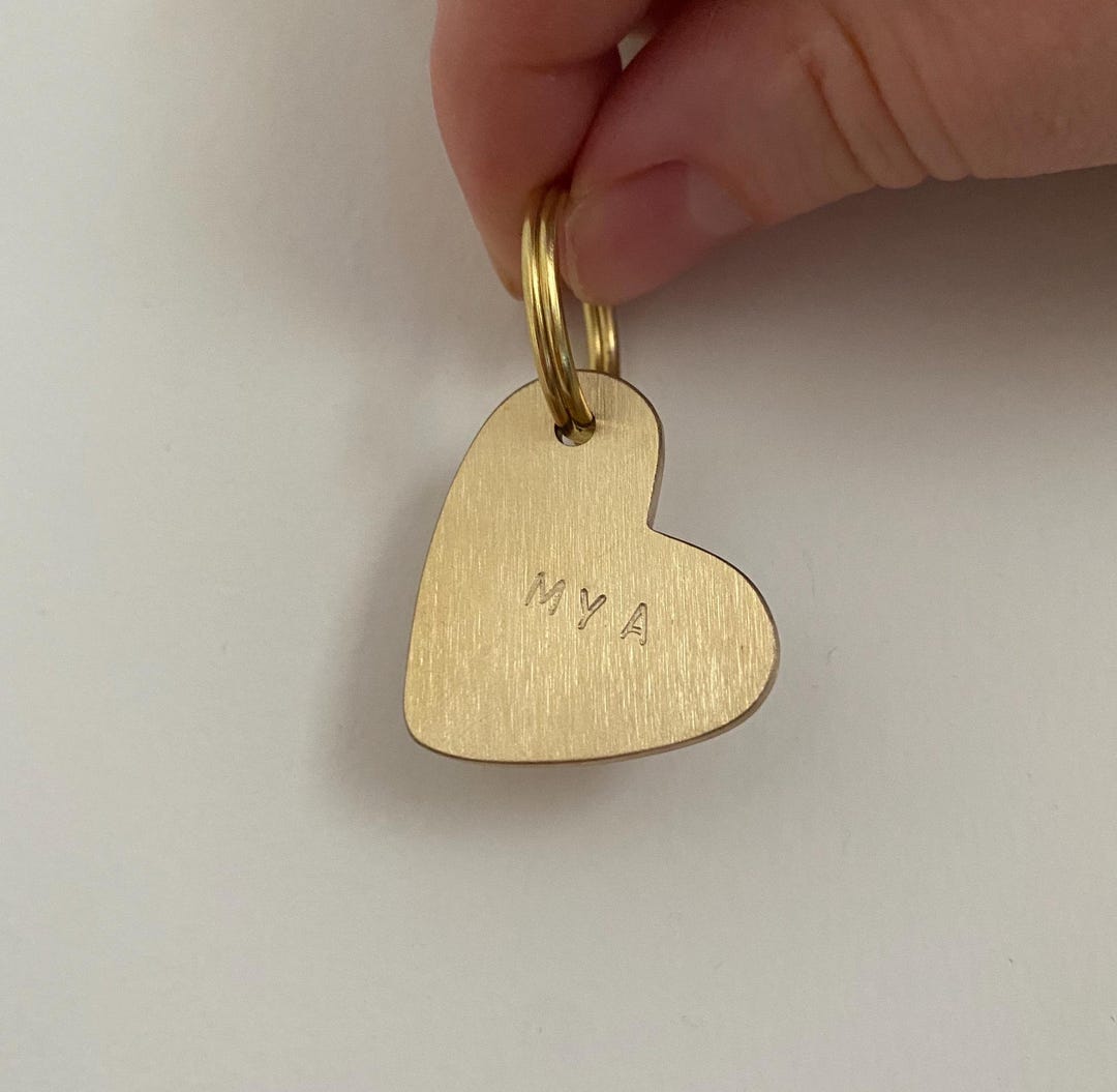 Premium Thick Heart Shaped Dog Tag - Hand Stamped Brass Metal - Etsy ...