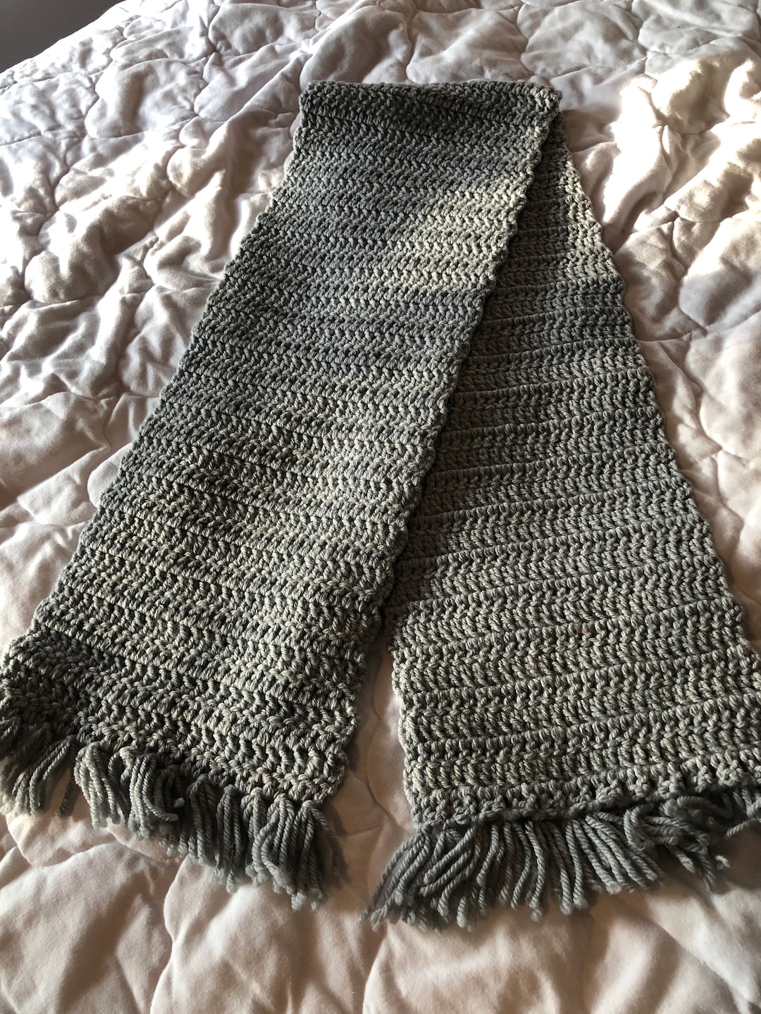 Gray Crocheted Scarf - Etsy