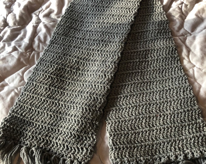 Gray Crocheted Scarf - Etsy