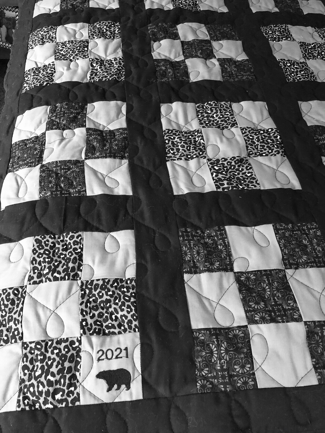 Black & Gray Handmade Patchwork Quilt - Etsy