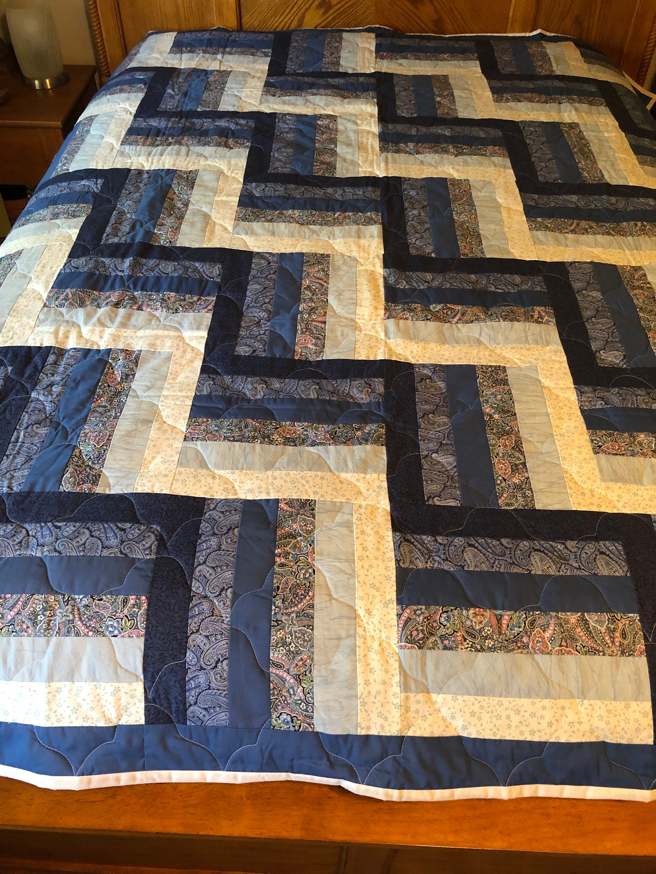 Blue Rail Fence Handmade Quilt - Etsy