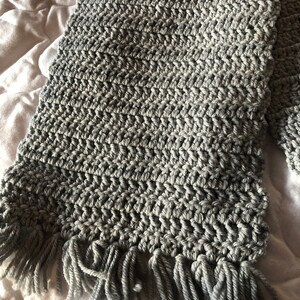 Gray Crocheted Scarf - Etsy