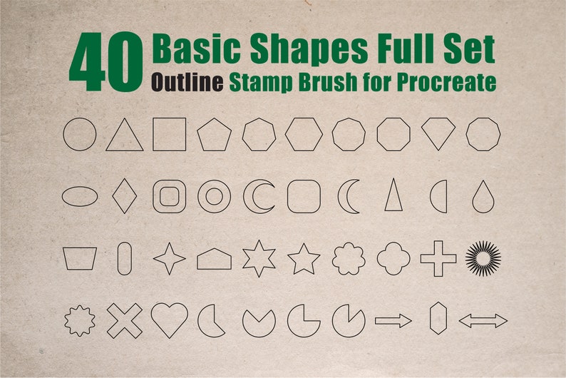 Basic Shapes Stamps Brushes for Procreate, Shapes Digital Brush Pack ...