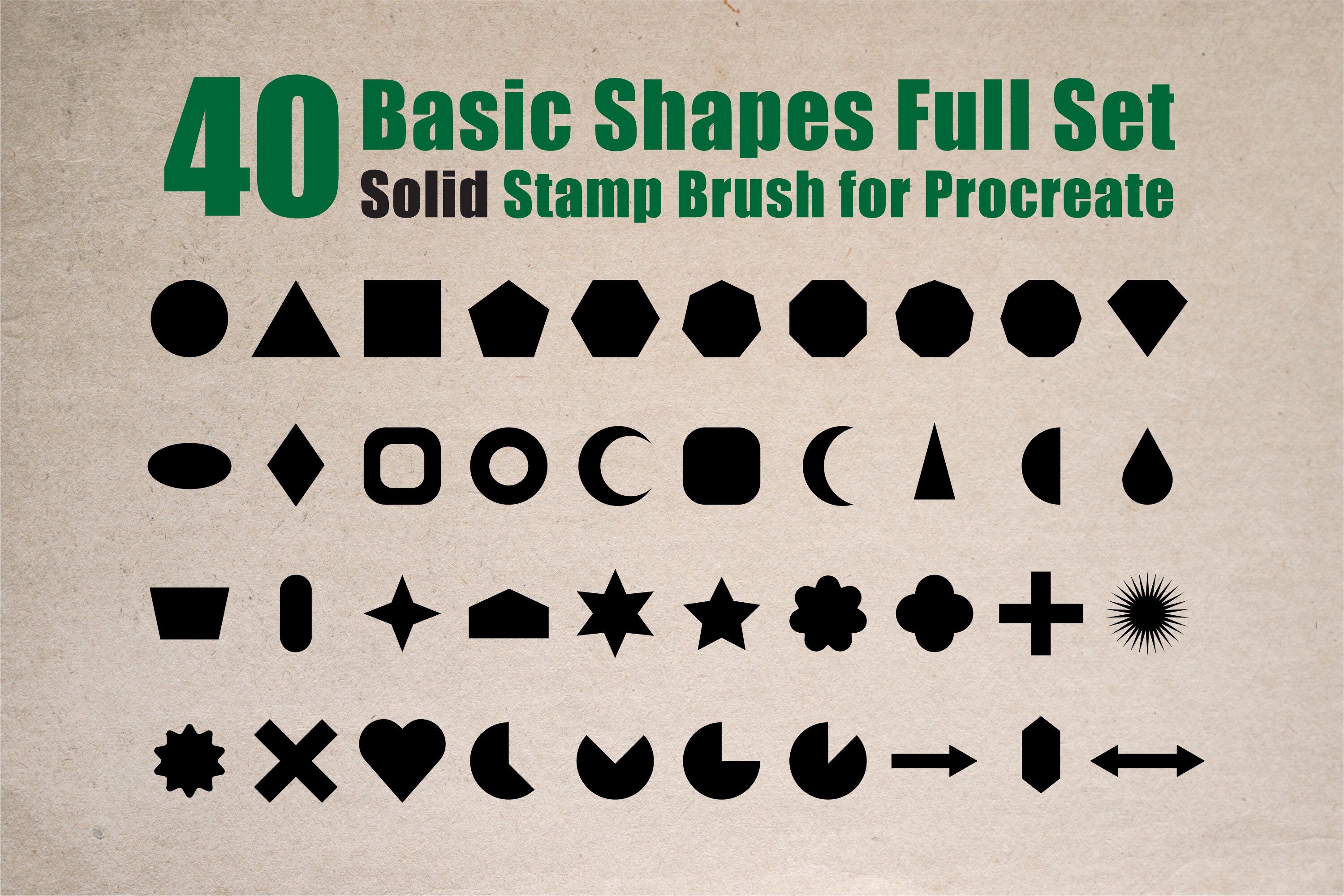 Basic Shapes Stamps Brushes for Procreate, Shapes Digital Brush Pack ...