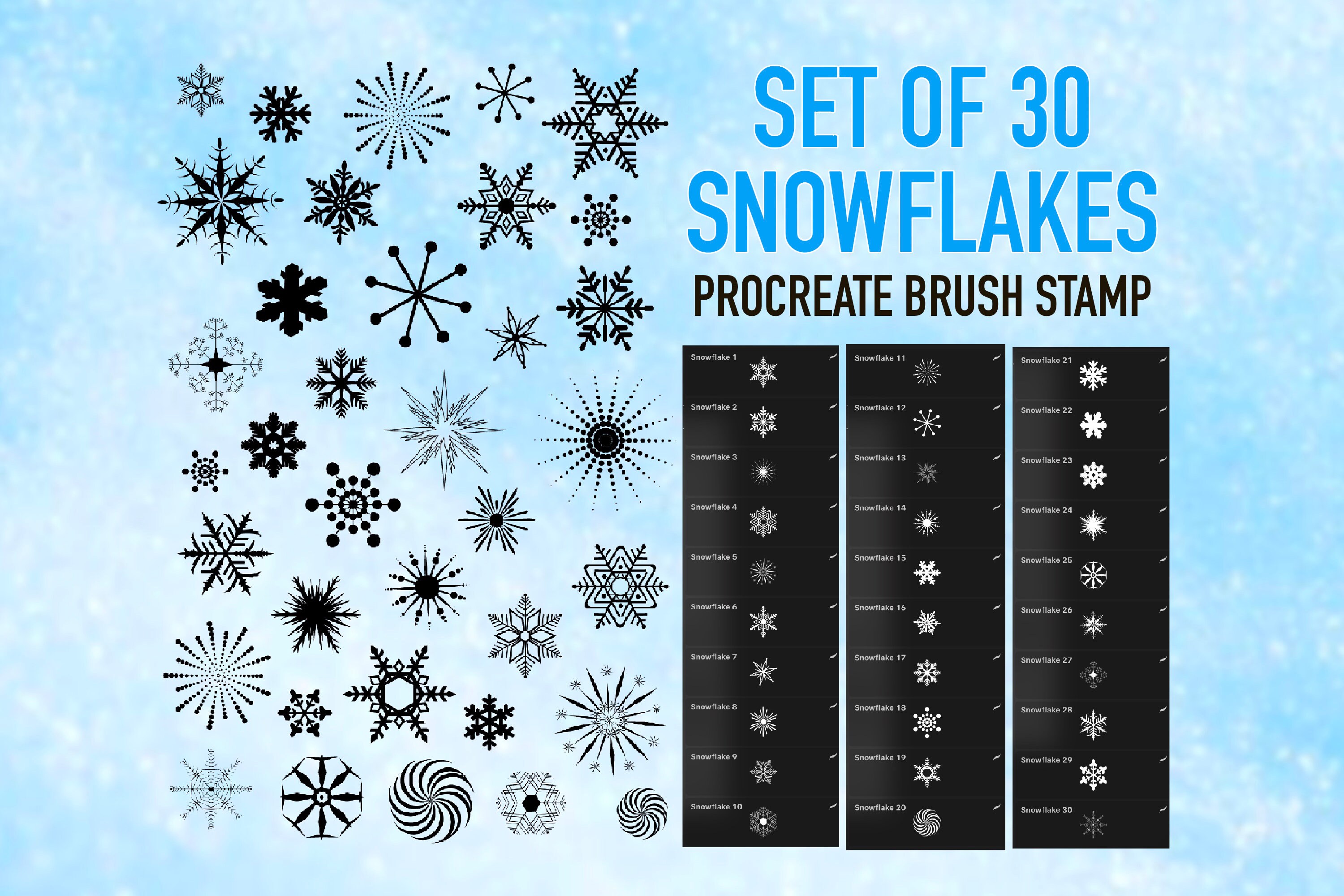 Snowflake Stamps Brushes for Procreate Digital Brush Pack - Etsy