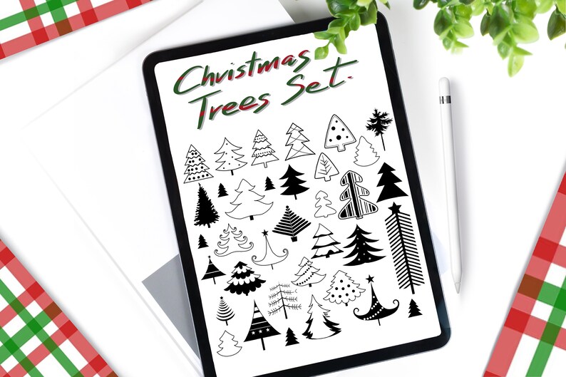 Christmas Tree Stamps Brushes for Procreate, Digital Brush Pack ...