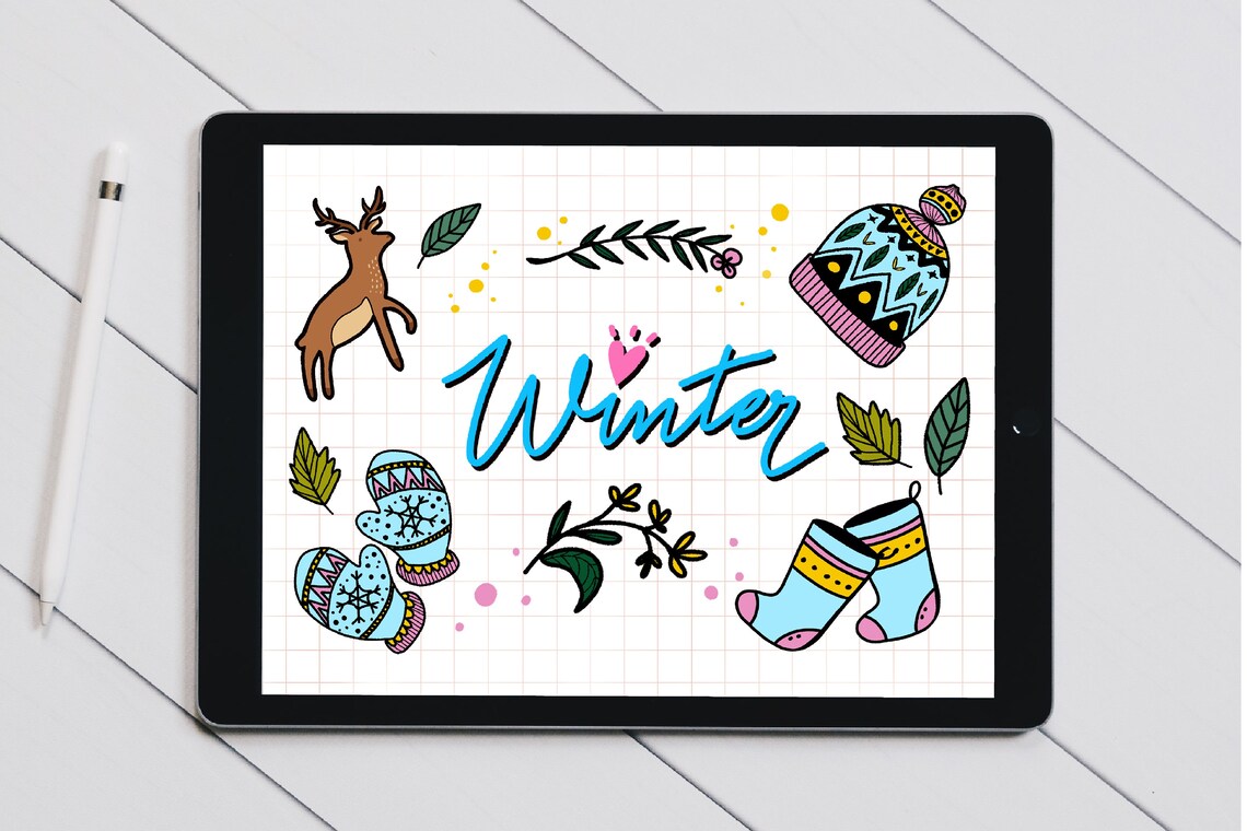 DIGITAL STICKERS Set for Winter, Clip Art, PNG, Planner Stickers ...