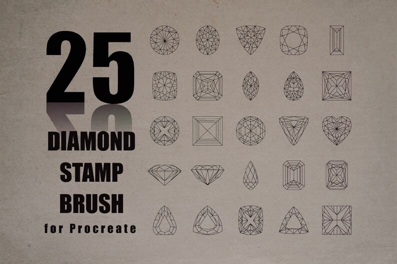 DIAMOND Stamps Brushes for Procreate, Diamond Digital Brush Pack ...