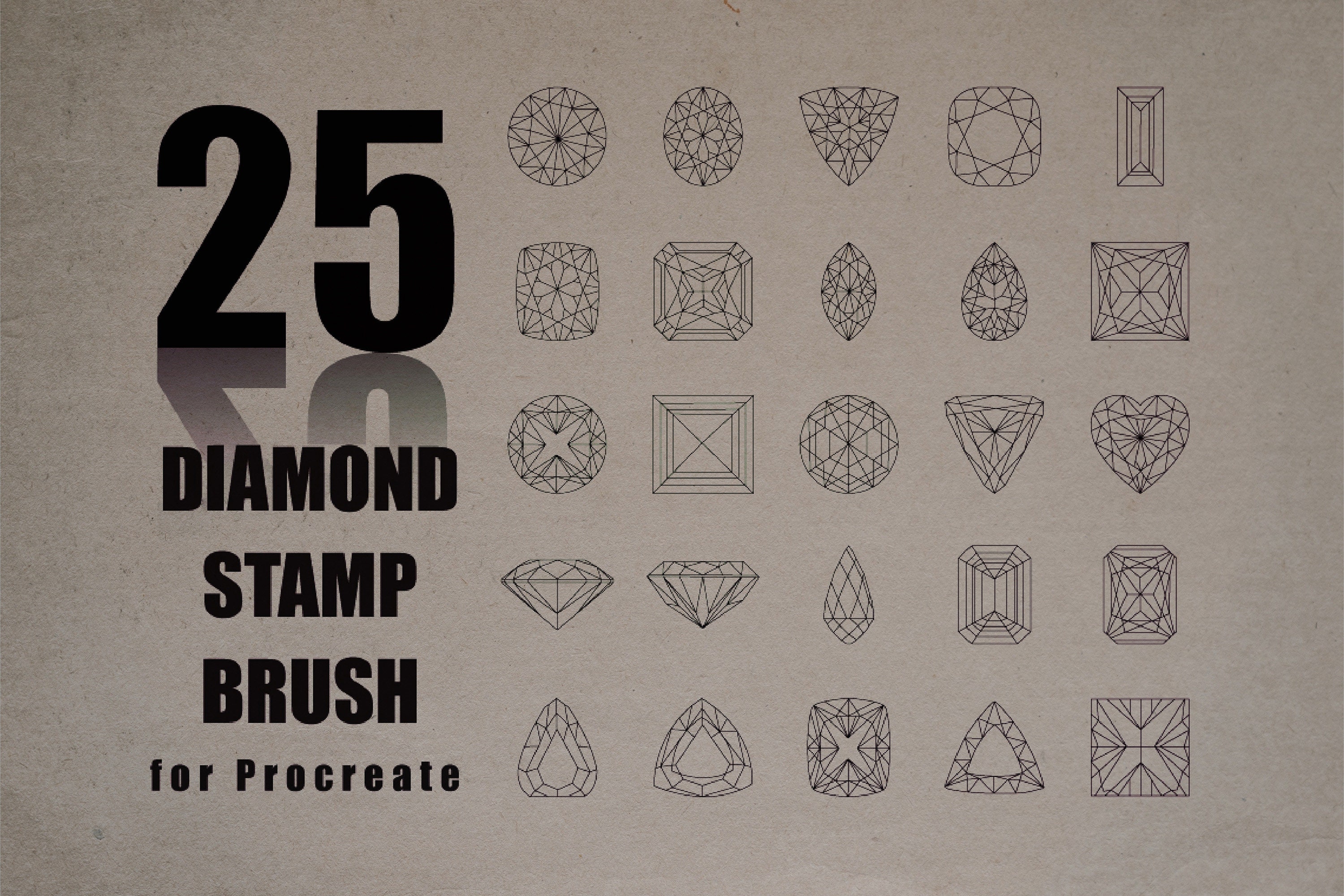DIAMOND Stamps Brushes for Procreate, Diamond Digital Brush Pack ...