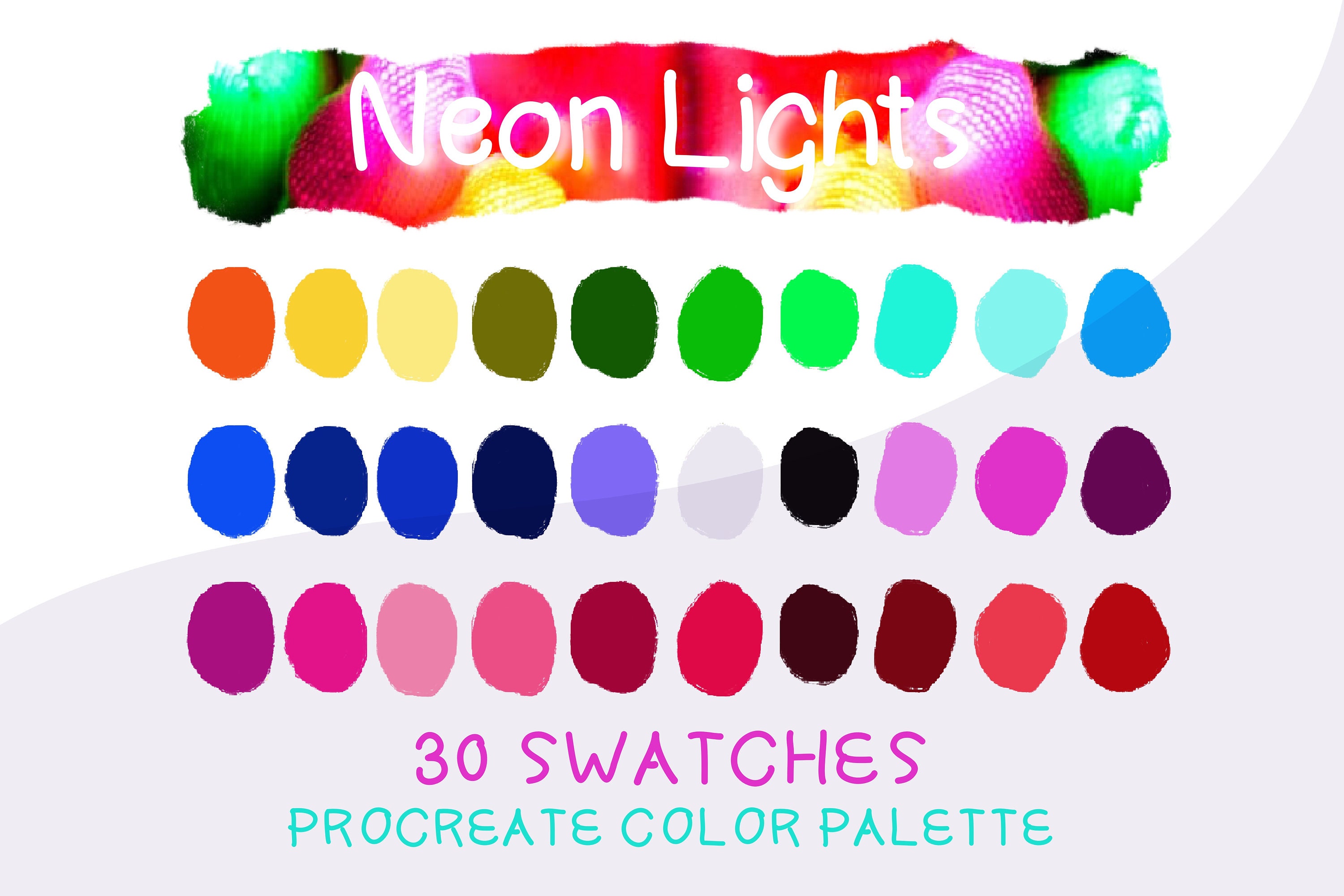Neon Light Procreate Color Palettes Instant Download Procreate Color ...