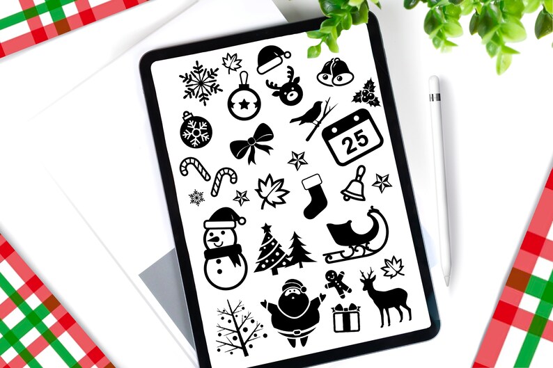 Christmas Element Stamps Brushes for Procreate, Digital Brush Pack ...