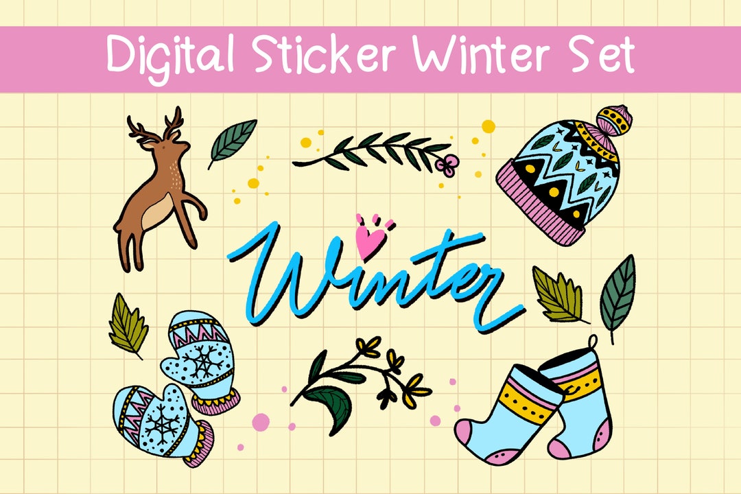 DIGITAL STICKERS Set for Winter, Clip Art, PNG, Planner Stickers ...