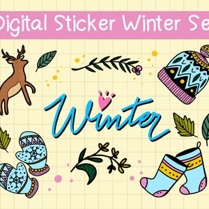 DIGITAL STICKERS Set for Winter, Clip Art, PNG, Planner Stickers ...