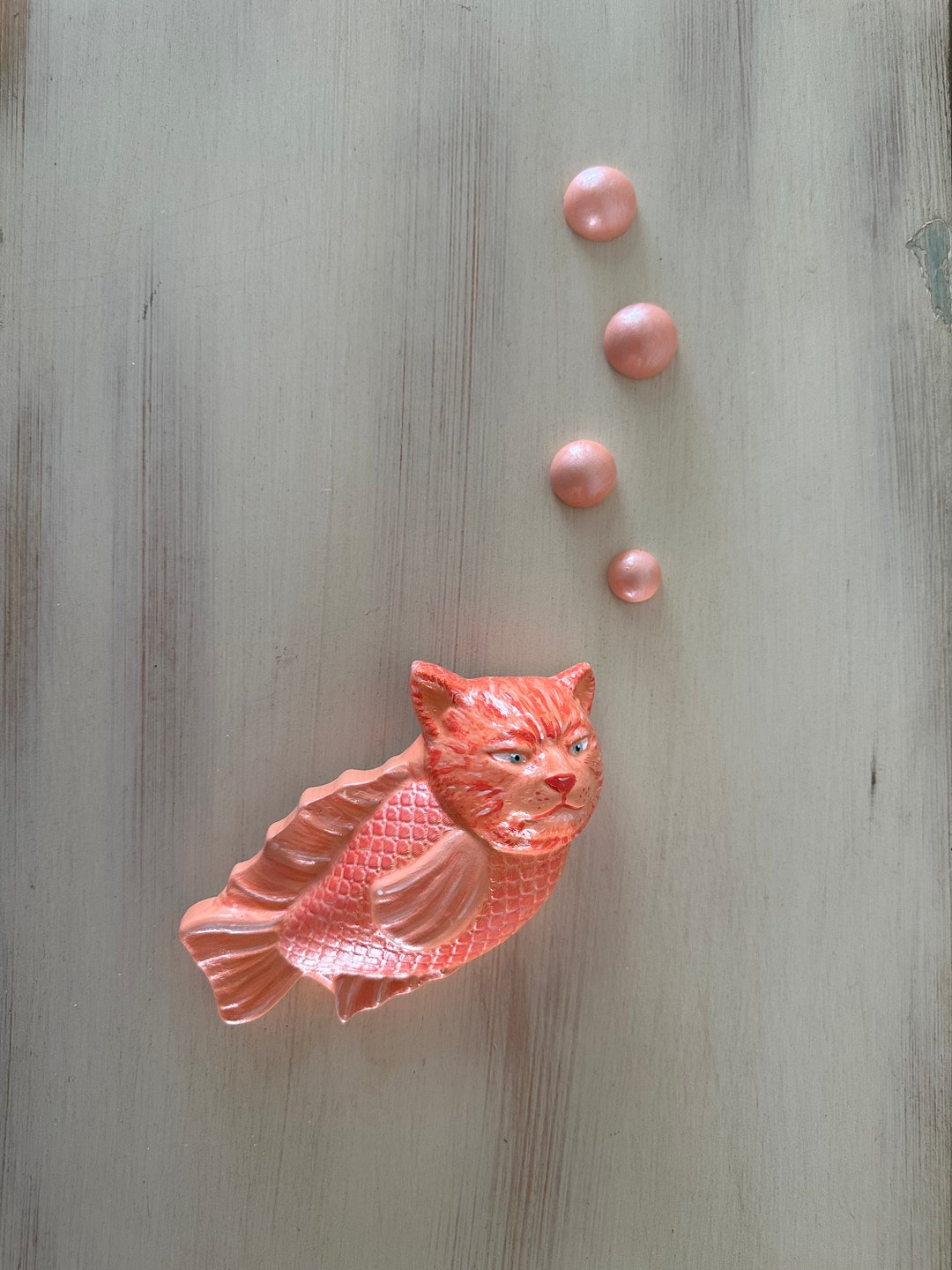 Cat Fish With Bubbles Wall Decor, Tabby Cat Fish, Cat Daddy, Orange Cat ...