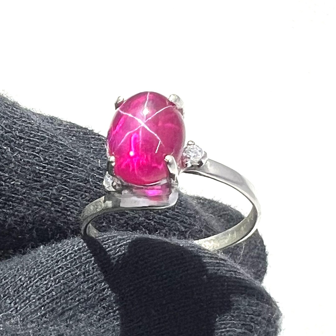 Handmade Red Star Ruby Ring: 925 Sterling Silver, Oval Stone (10x13 Mm ...