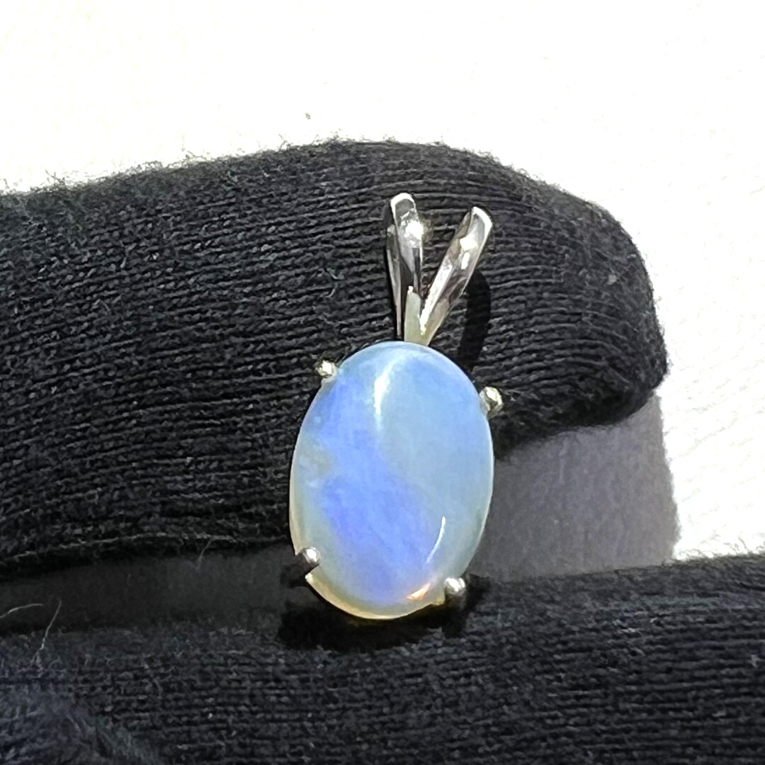 Australian Opal Pendant: Blue Fire Gemstone, 925 Sterling Silver ...