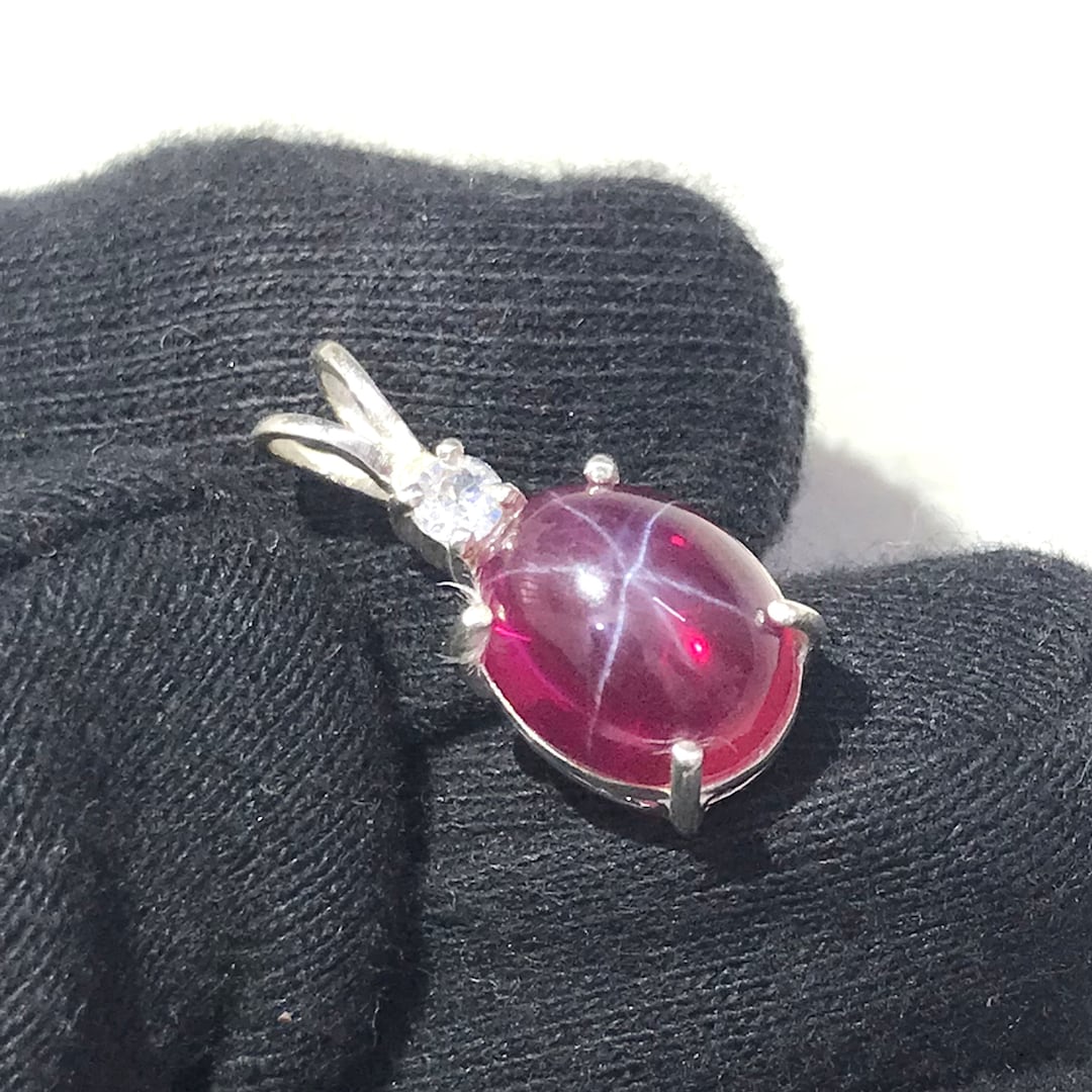Handmade Red Star Ruby Pendant: 925 Sterling Silver, Oval Gemstone - Etsy