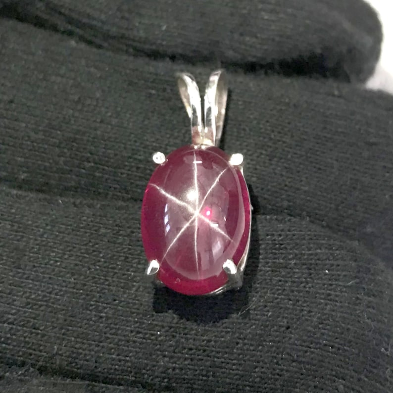 Red Star Ruby Gemstone Pendant 925 Solid Sterling Silver - Etsy