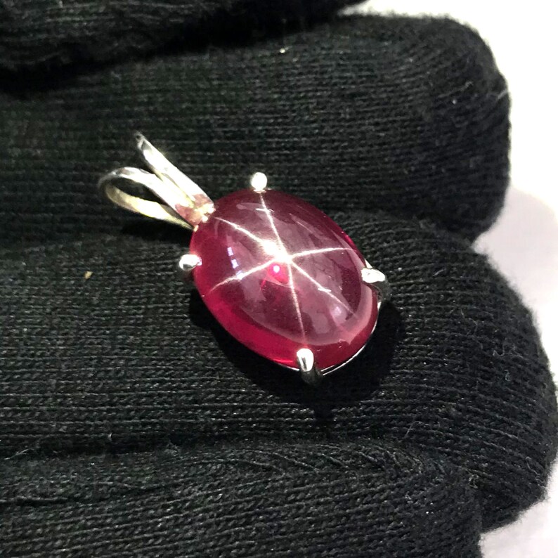 Red Star Ruby Gemstone Pendant 925 Solid Sterling Silver - Etsy