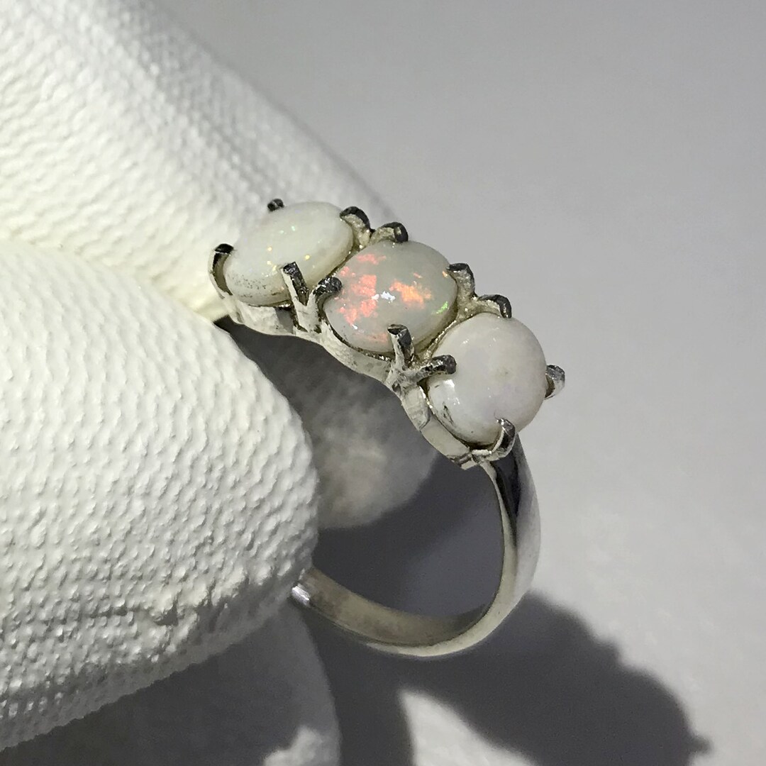 Natural Australian Opal Multi Fire Gemstone Ring 925 Solid Sterling ...