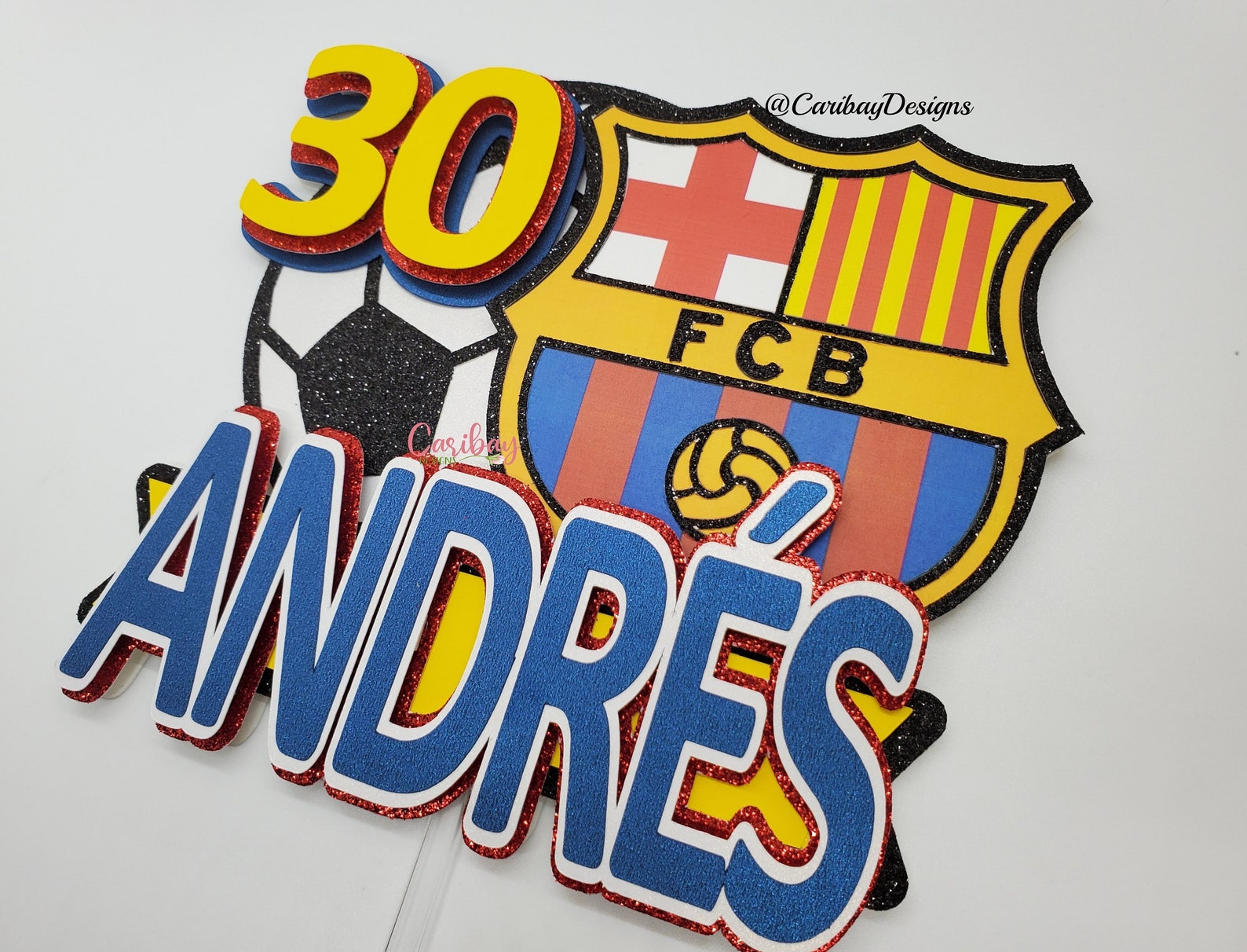 Barcelona FC Inspired Cake Topper, Barza Cake Topper, Soccer Cake ...